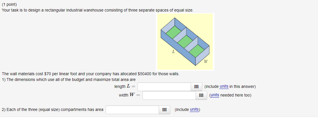 Solved (1 point) Your task is to design a rectangular | Chegg.com