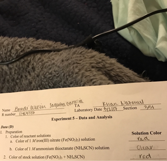 Solved Section TA Laboratory Date Name R number nalysis (A) | Chegg.com