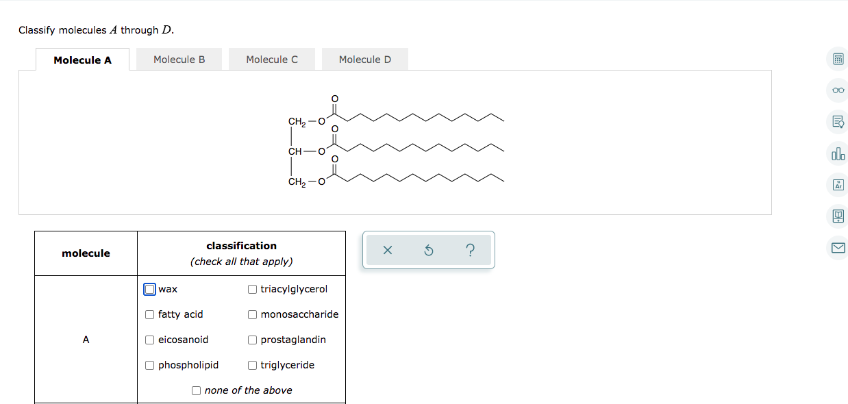 Solved Classify molecules A through D. Molecule A Molecule B | Chegg.com