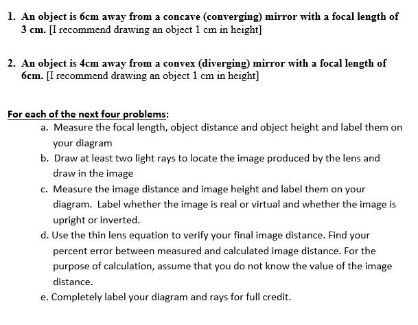 Solved 1. An object is 6cm away from a concave (converging) | Chegg.com