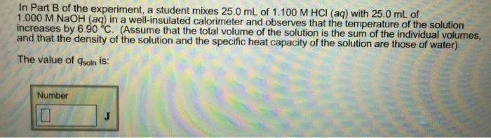Solved In Part B of the experiment, a student mixes 25 0 mL | Chegg.com