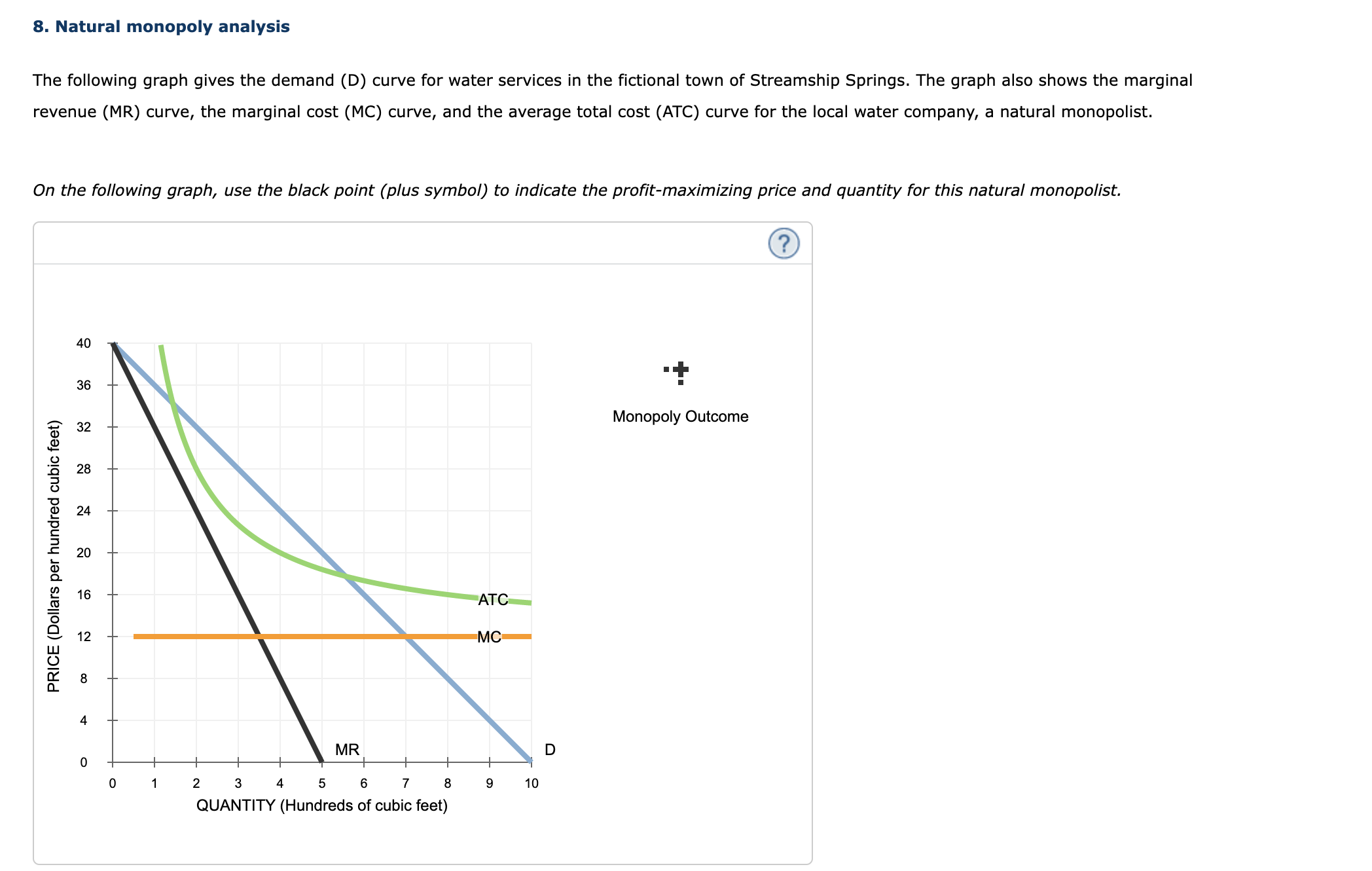 Solved 8. Natural monopoly analysis The following graph | Chegg.com