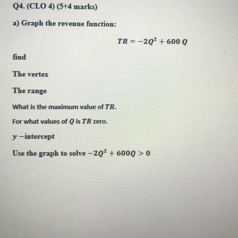 Solved Q4. (CLO 4) (5+4 marks) a) Graph the revenue | Chegg.com