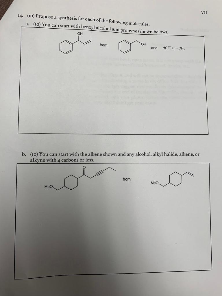 Solved VII I4. (Io) Propose a synthesis for each of the | Chegg.com