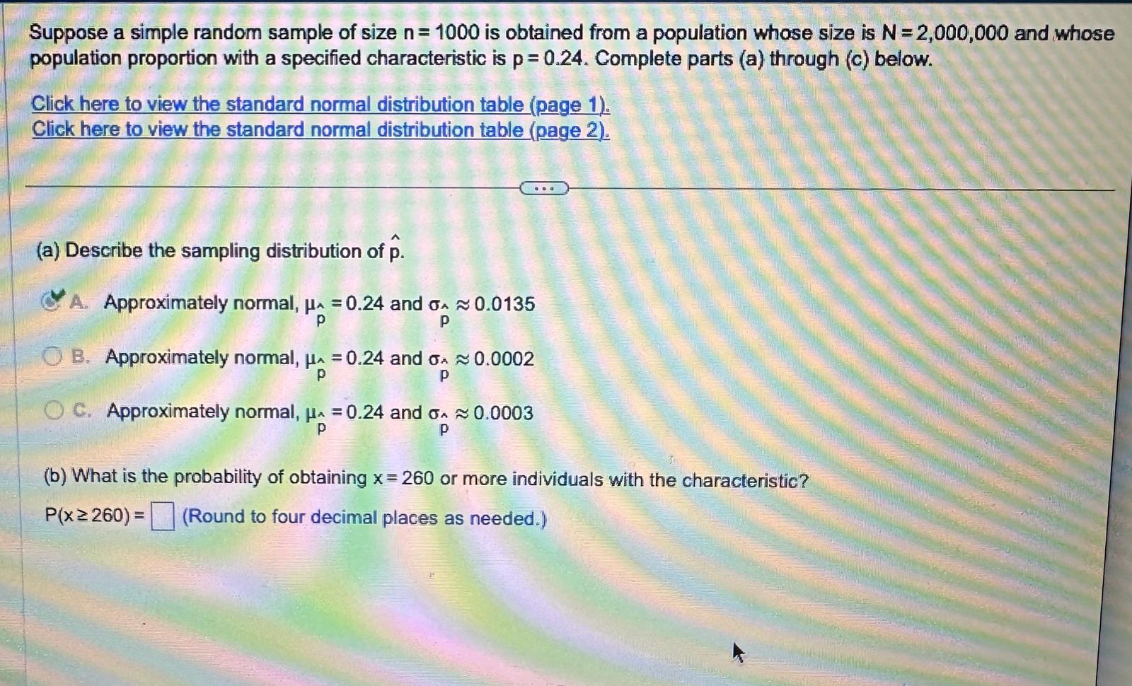 Solved Suppose a simple random sample of size n=1000 is | Chegg.com