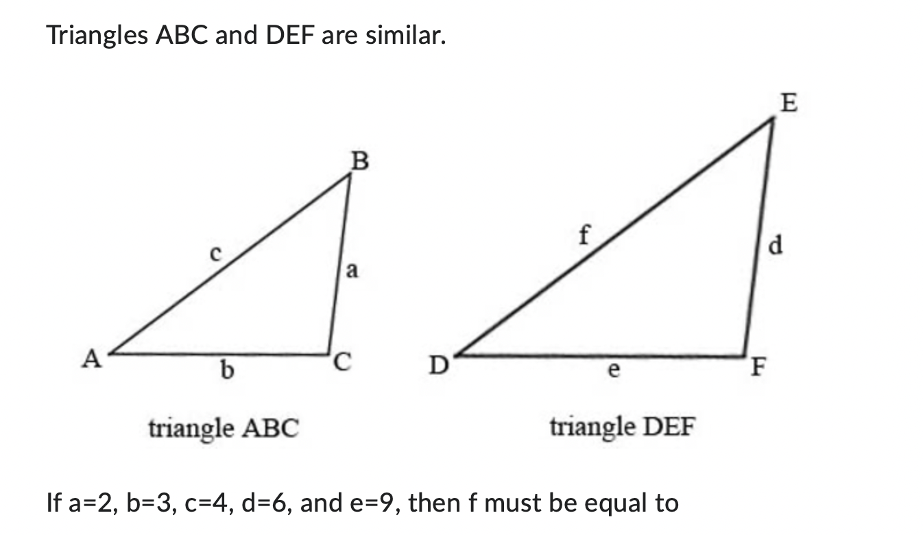 Solved Triangles ABC and DEF are similar. If | Chegg.com
