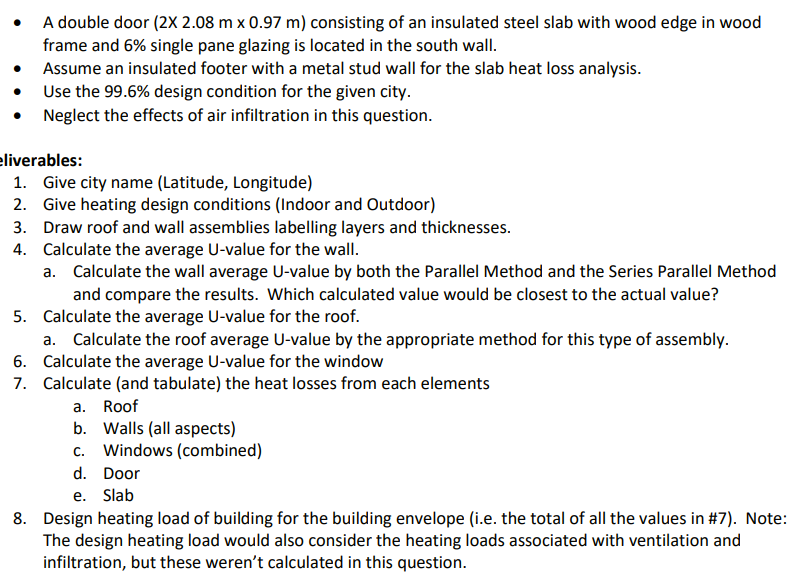 Question 1: Calculate the design heating load for a | Chegg.com