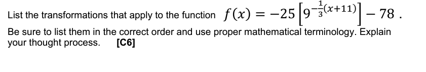 Solved List the transformations that apply to the function | Chegg.com