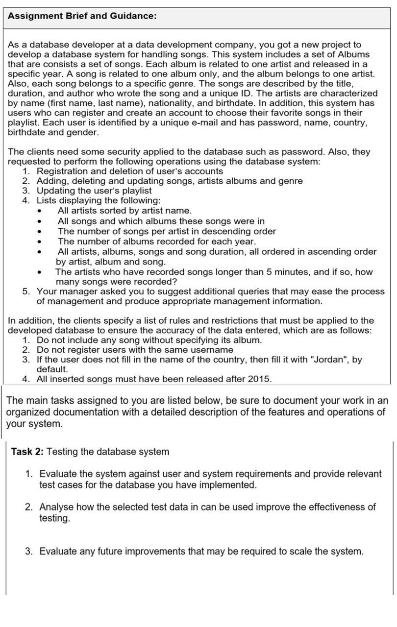 Solved Assignment Brief and Guidance: As a database | Chegg.com