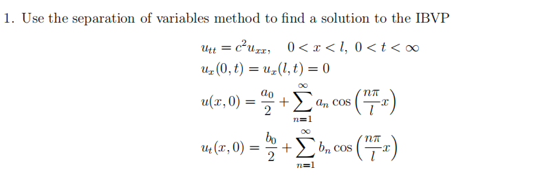 Solved 1. Use the separation of variables method to find a | Chegg.com