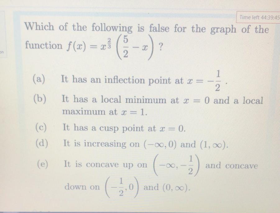 Solved Which of the following is false for the graph of the | Chegg.com