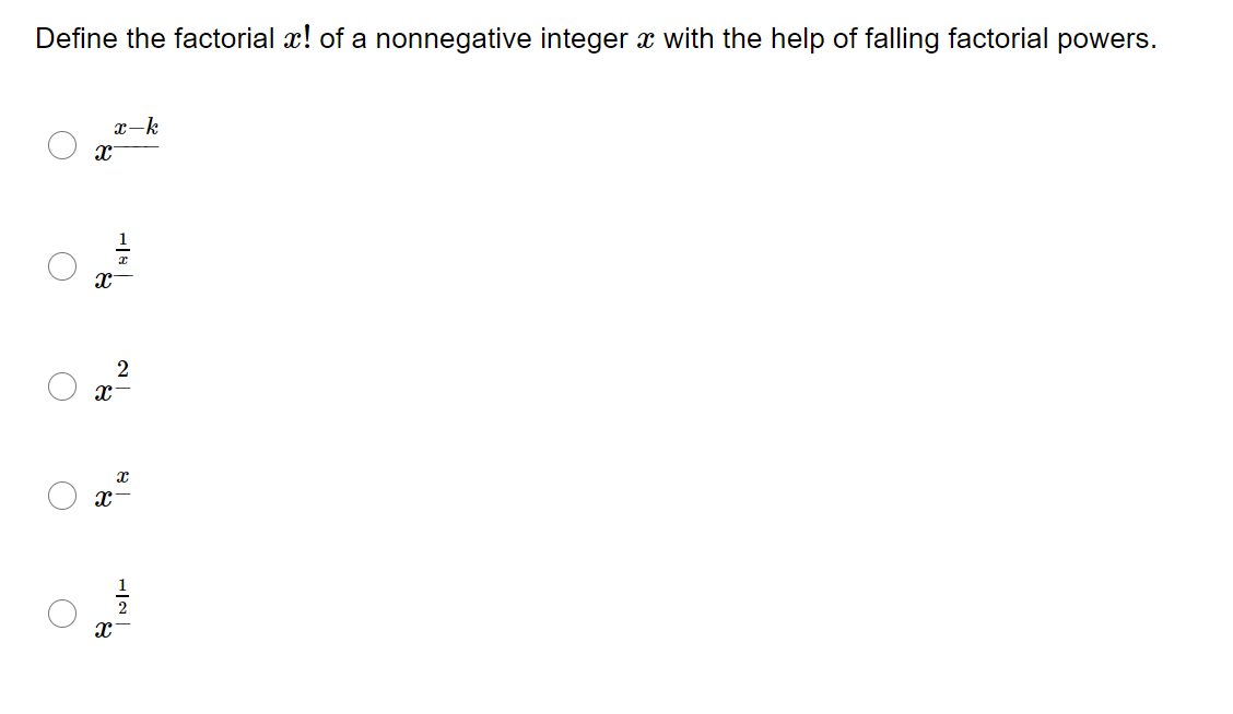 Solved Define the factorial x! of a nonnegative integer x | Chegg.com