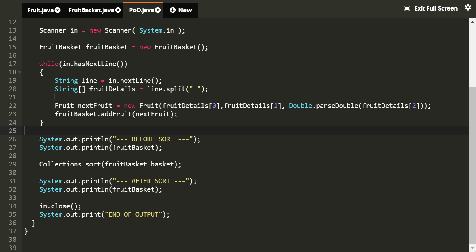 Solved Today you will be given a Fruit class as well as a | Chegg.com