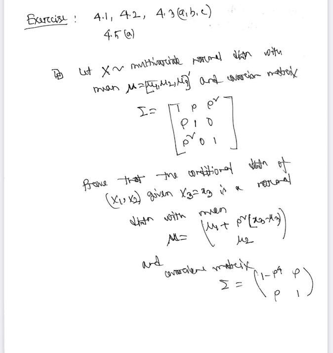 Solved 4.5(a) (D) Let x∼ multivaciate rarmel diter with man | Chegg.com