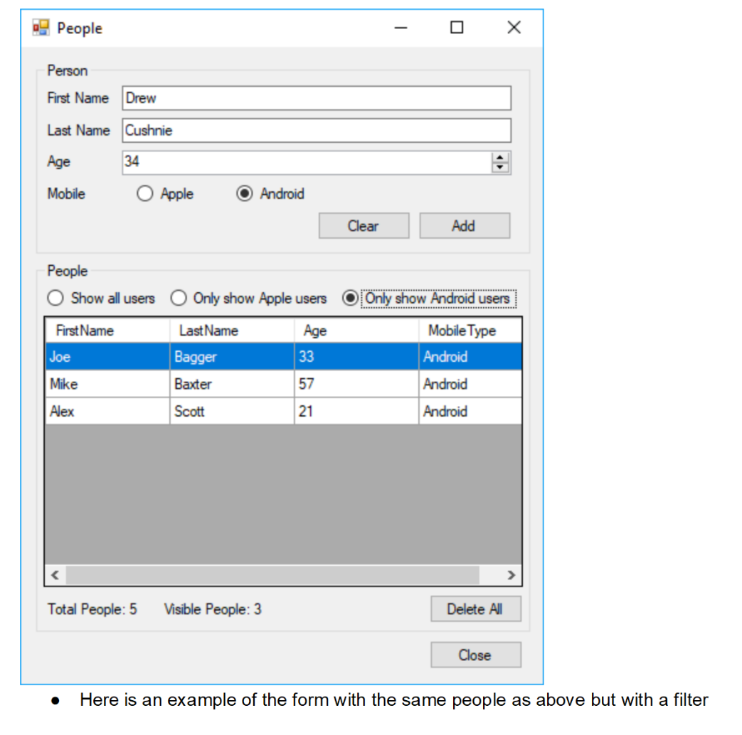 Solved In this test, you will be creating a program using | Chegg.com