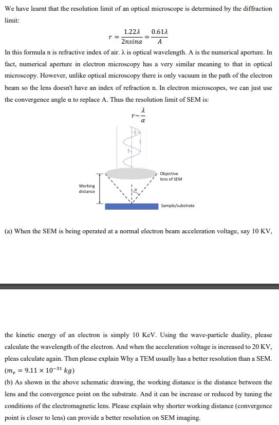 Solved We have learnt that the resolution limit of an | Chegg.com