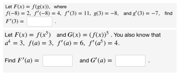 Solved Let F(x)=f(g(x)), where | Chegg.com