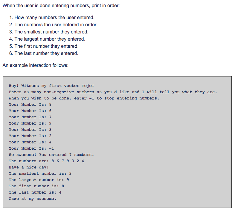Solved When the user is done entering numbers, print in | Chegg.com