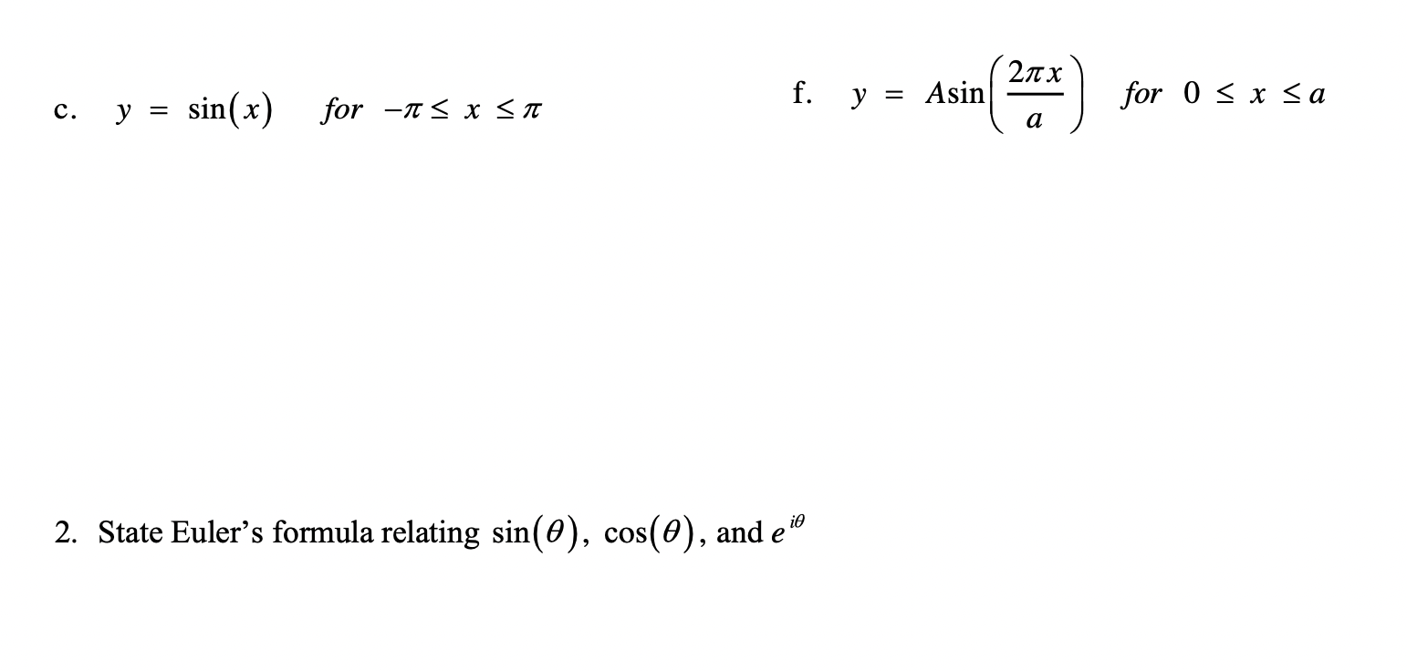 Solved 1. Graph the following functions, labeling the axes | Chegg.com