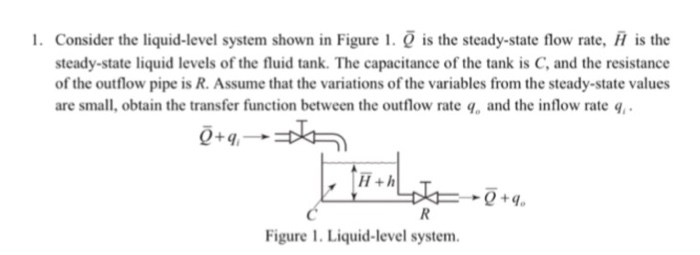 Solved 1. Consider the liquid-level system shown in Figure | Chegg.com