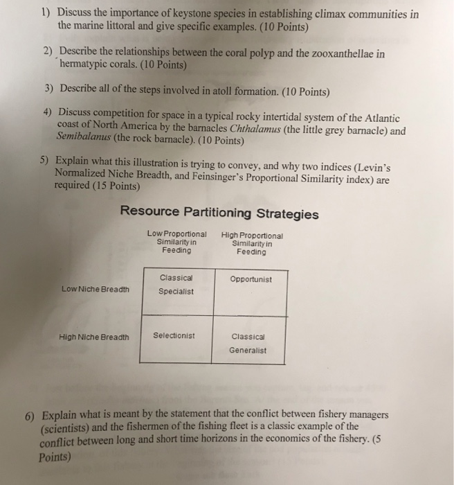 Solved 1) Discuss the importance of keystone species in | Chegg.com