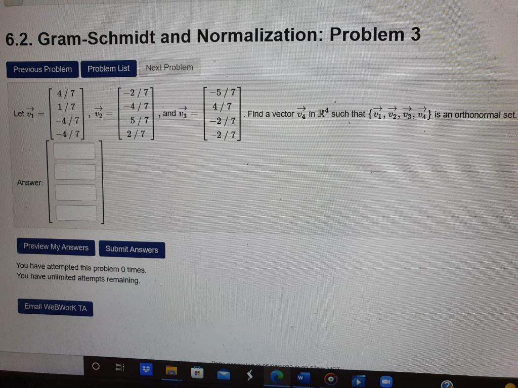 Solved 6.2. Gram-Schmidt and Normalization: Problem 3 | Chegg.com