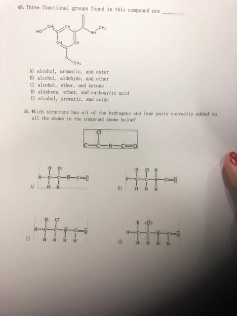 Solved 49. Three functional groups found in this compound | Chegg.com