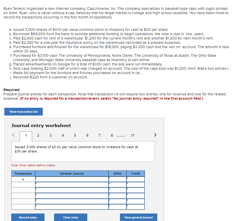 Solved Ryan Terlecki organized a new Internet company, | Chegg.com