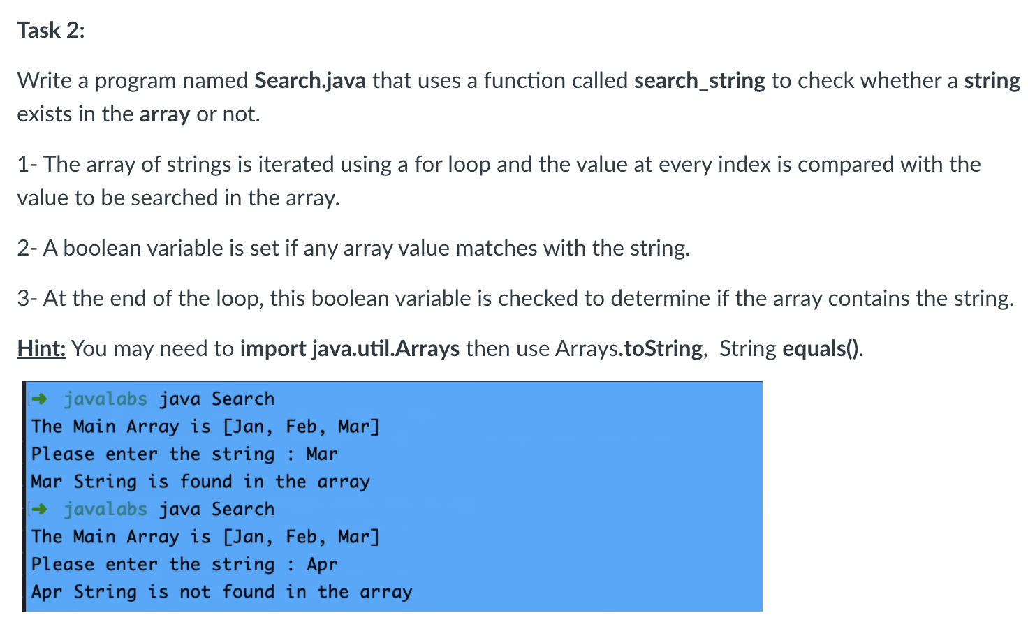 Solved Task 2 Write A Program Named Searchjava That Uses A 