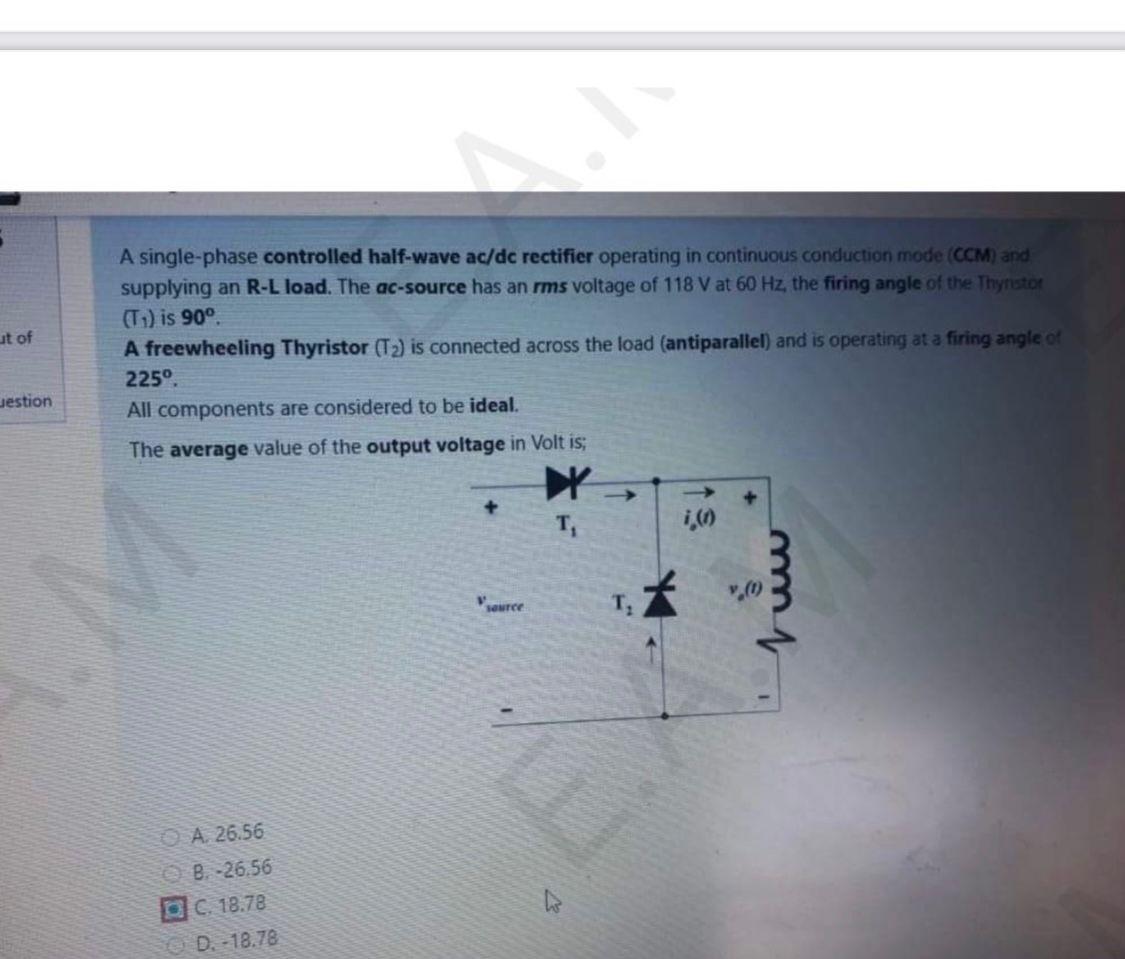 Solved A single-phase controlled half-wave ac/dc rectifier | Chegg.com