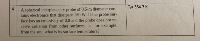 Solved A spherical interplanetary probe of 0.5-m diameter | Chegg.com