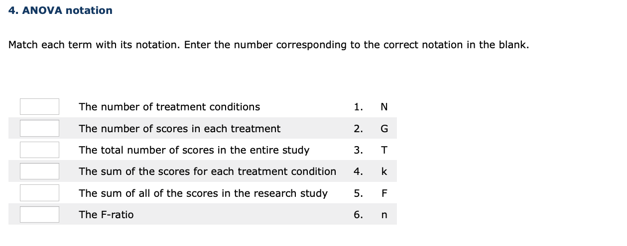 Match each term with its notation. Enter the number | Chegg.com