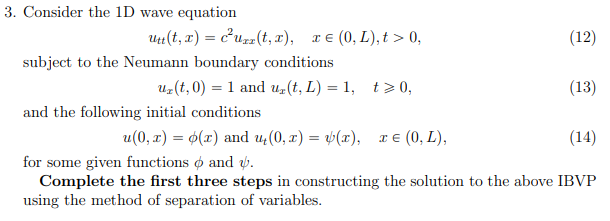3. Consider the 1D wave equation | Chegg.com