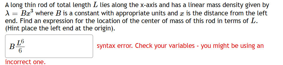 Solved A long thin rod of total length L lies along the | Chegg.com