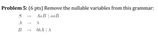 Solved Problem 5: (6 pts) Remove the nullable variables from | Chegg.com