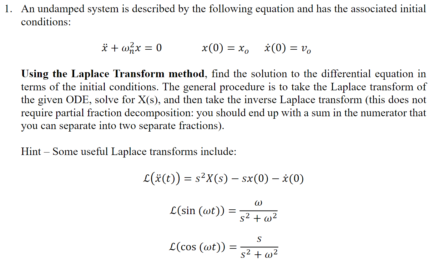 Solved An undamped system is described by the following | Chegg.com