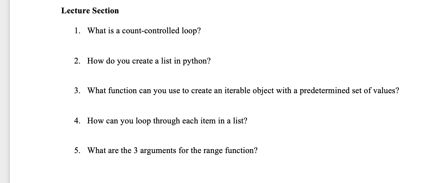 Solved Lecture Section 1 What Is A Count Controlled Loop