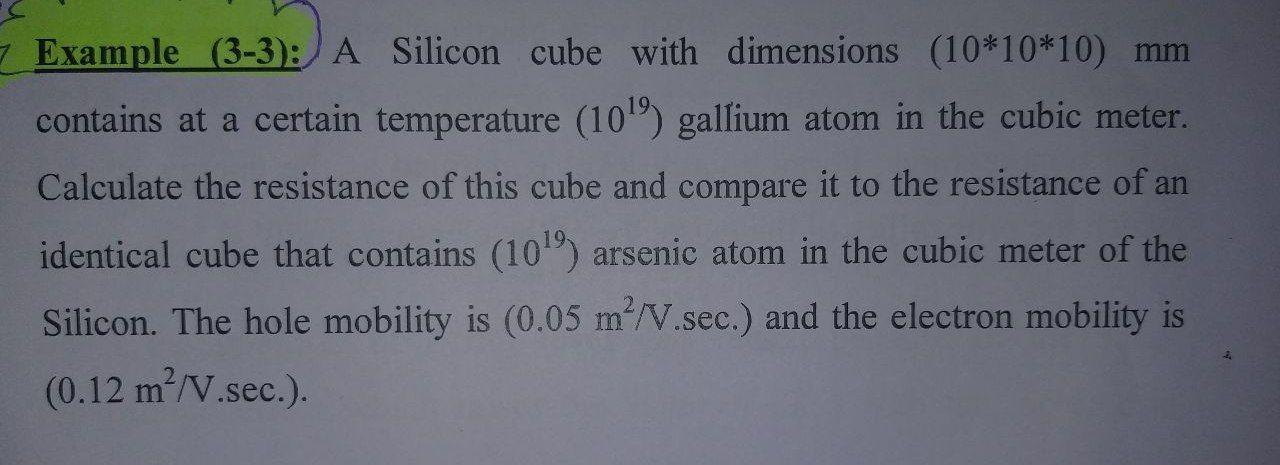 Solved Example (3-3): A Silicon cube with dimensions | Chegg.com