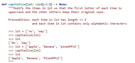 Solved def capitalize(1st: List[str]) -> None: ***"Modify | Chegg.com