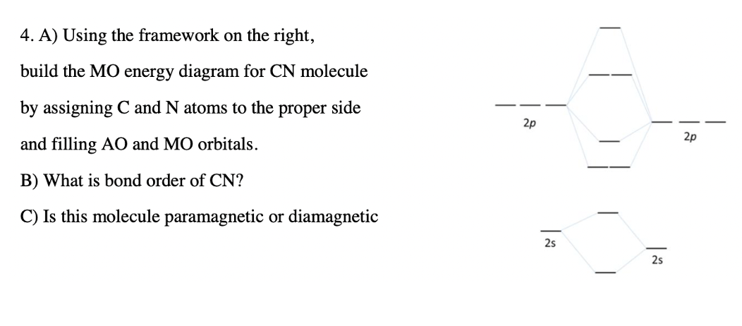Solved 4. A) Using the framework on the right, build the MO | Chegg.com