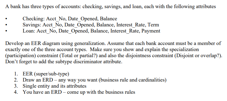 Solved A bank has three types of accounts: checking, | Chegg.com