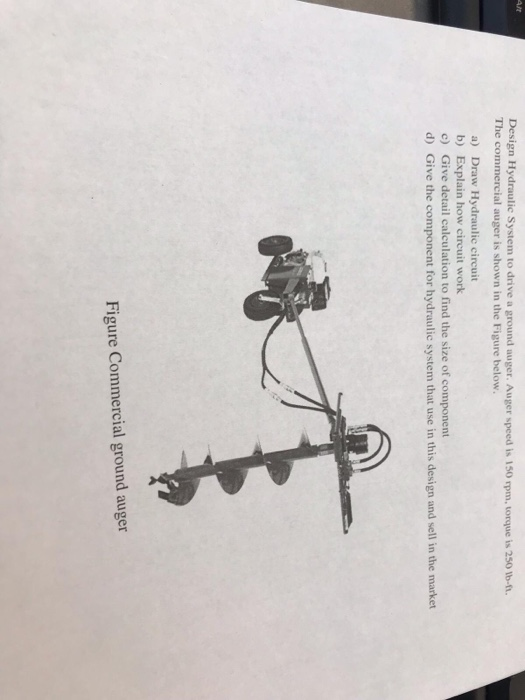 Solved Arr Design Hydraulic System to drive a ground auger. | Chegg.com