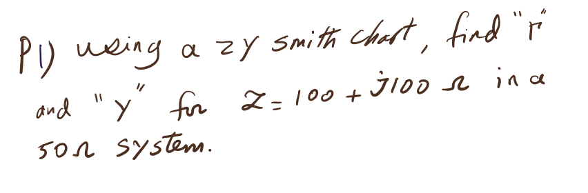 Solved PI) using a zy smith chart, find "r , and "y" for | Chegg.com
