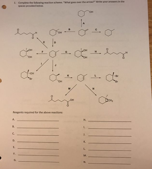 Solved Complete the following reaction scheme. "What goes | Chegg.com