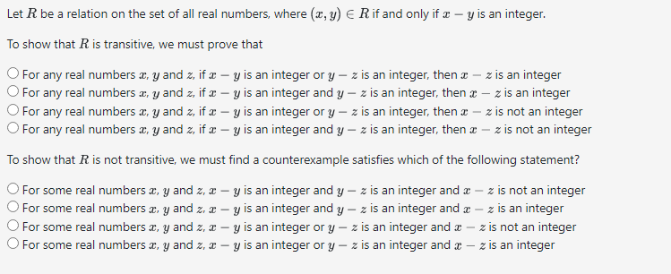 Solved Let R be a relation on the set of all real numbers, | Chegg.com