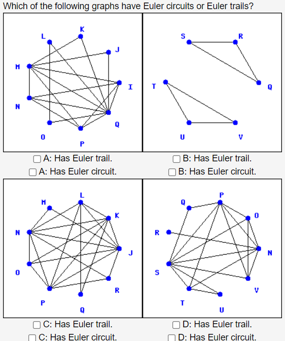 Solved Which of the following graphs have Euler circuits or | Chegg.com