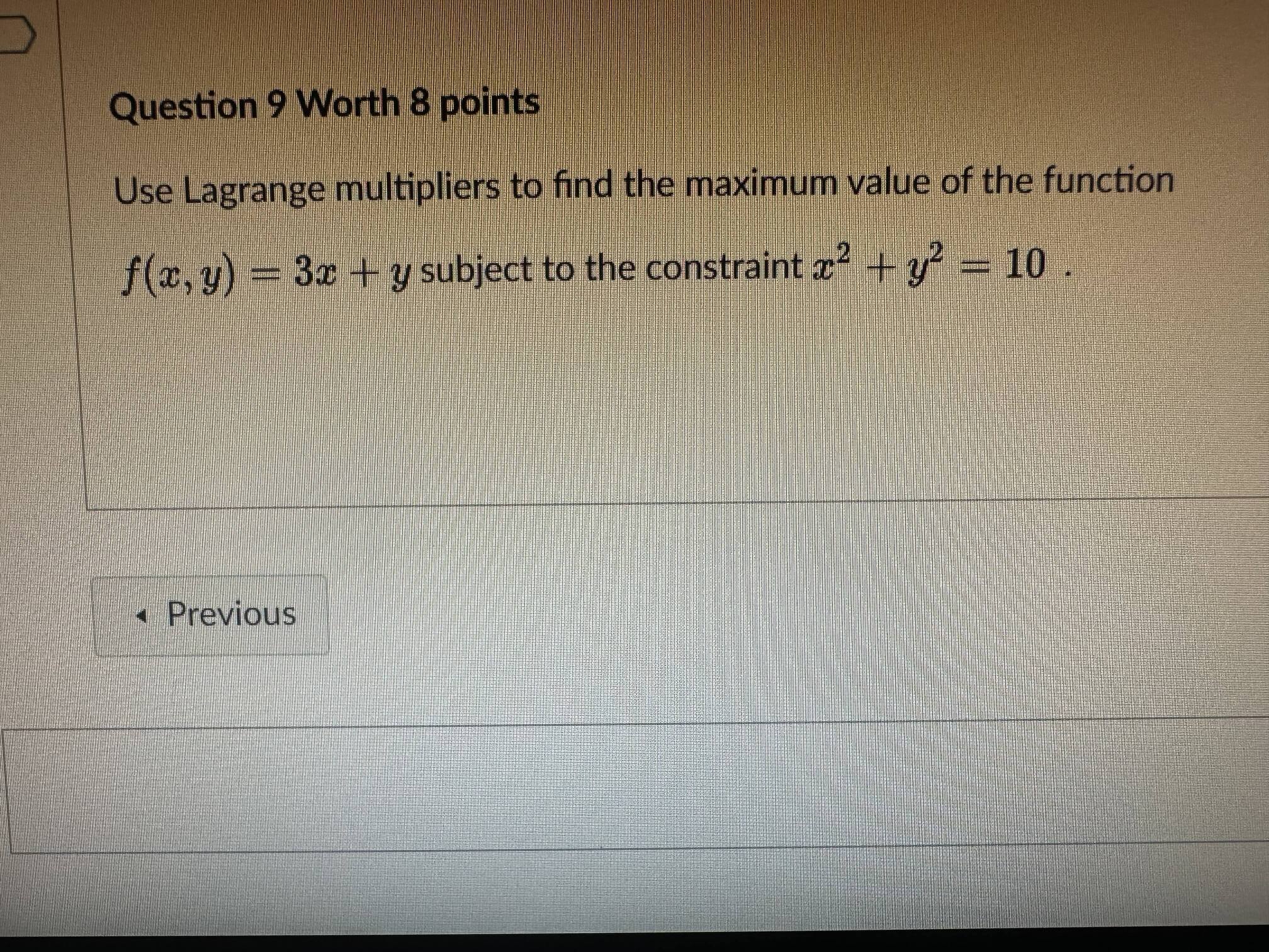 Solved Use Lagrange multipliers to find the maximum value of | Chegg.com
