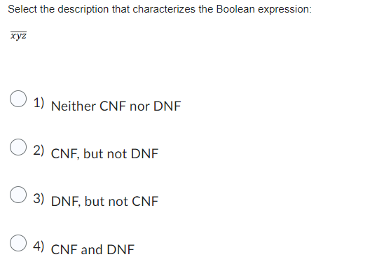Solved Select The Description That Characterizes The Boolean