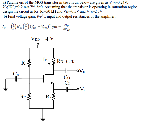 Solved Analog Electronics MOSFET Please use the values and | Chegg.com