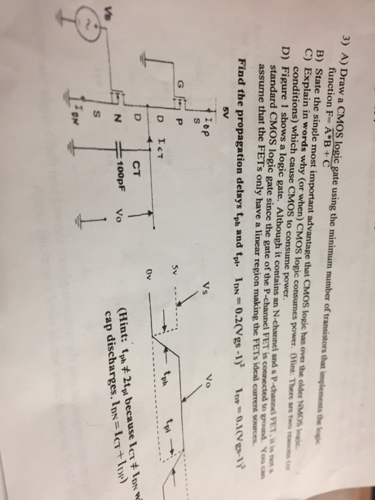 Solved 3) A) Draw a CMOS logic gate using the minimum number | Chegg.com